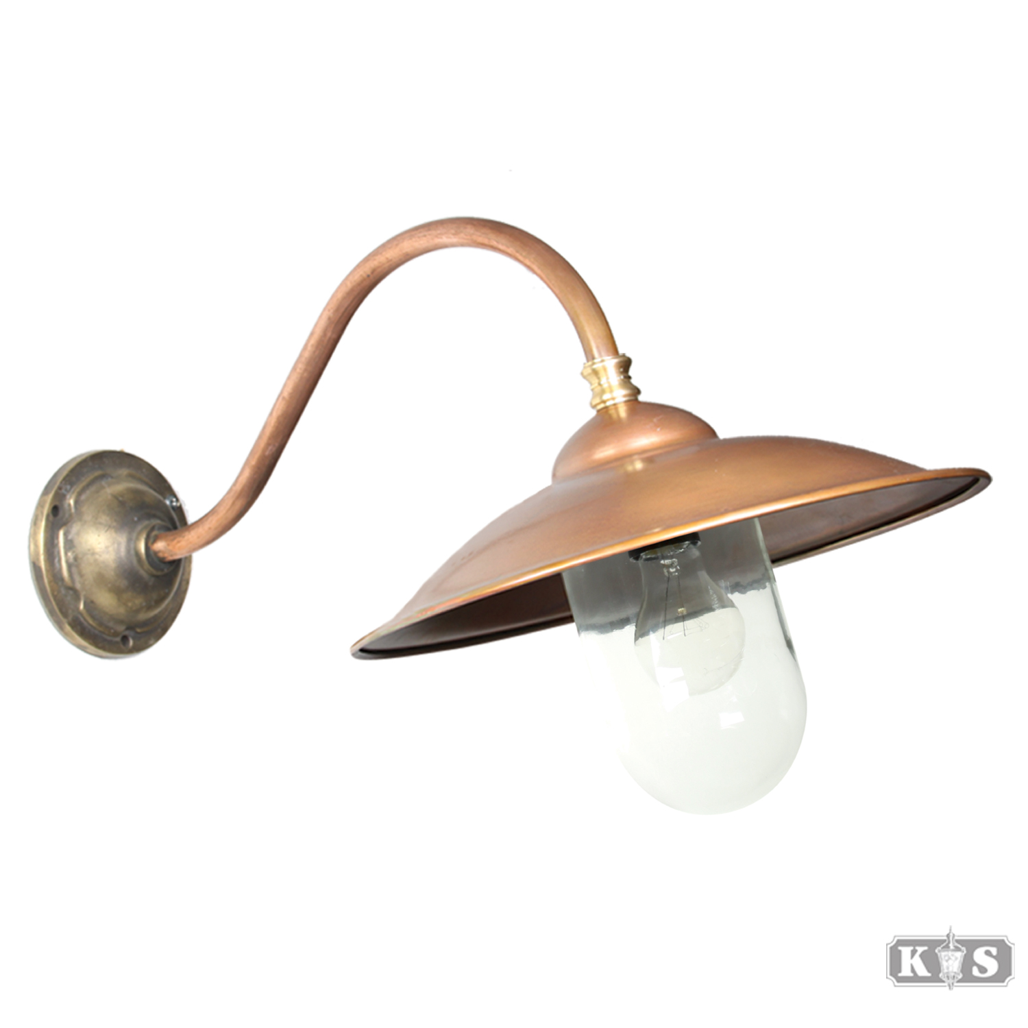 Koperen buiten wandlamp Vienna scheef - Anka Dupon